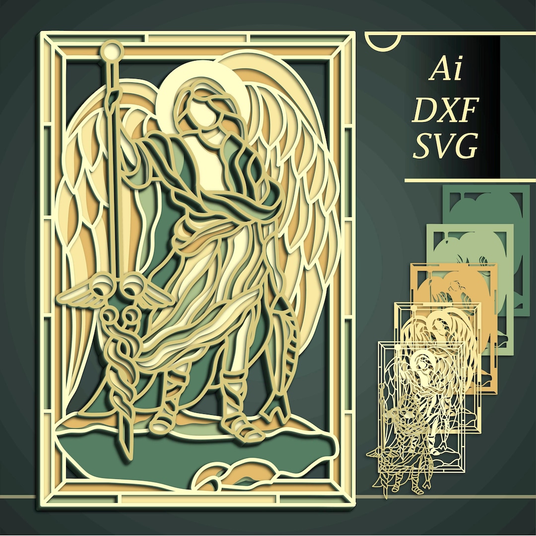 St. Raphael Multilayer SVG/ St. Raphael Cnc Cut/ St. Raphael Paper Cut/ Plywood Cut 3D Mandala ...