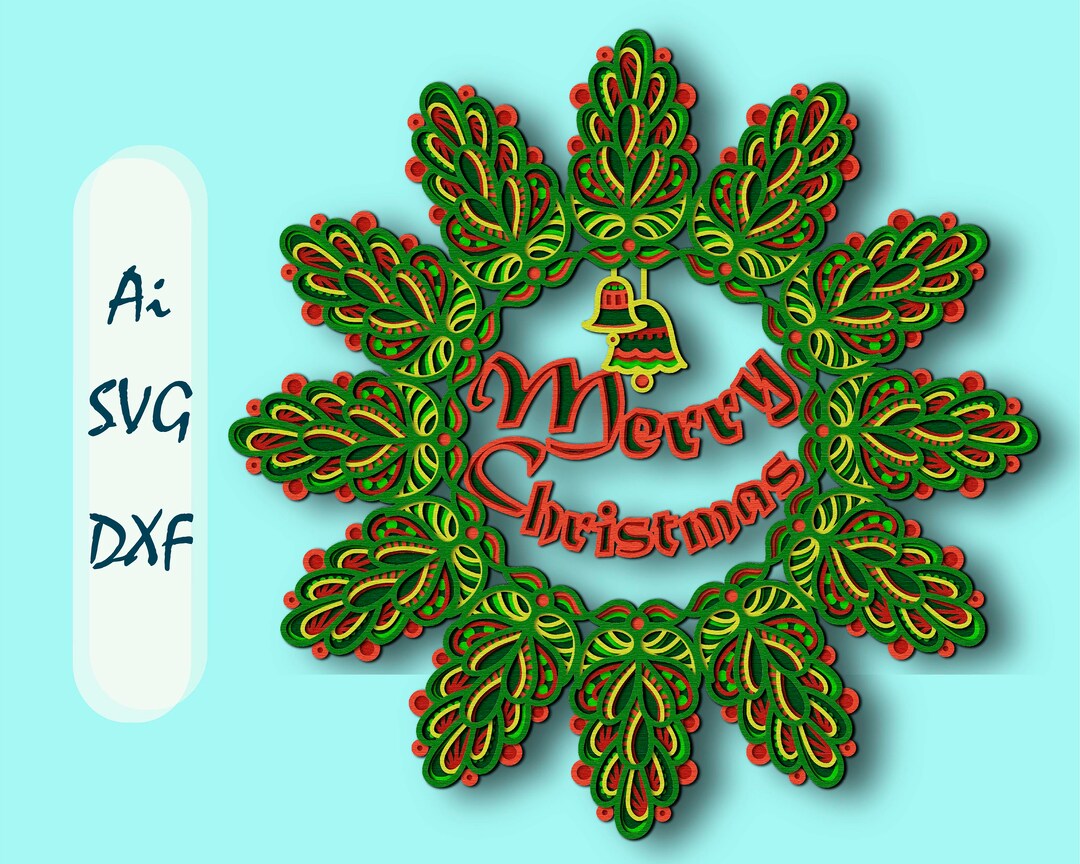 Merry Christmas Multilayer 3D Svg/merry Christmas 3D Mandala/ Christmas ...