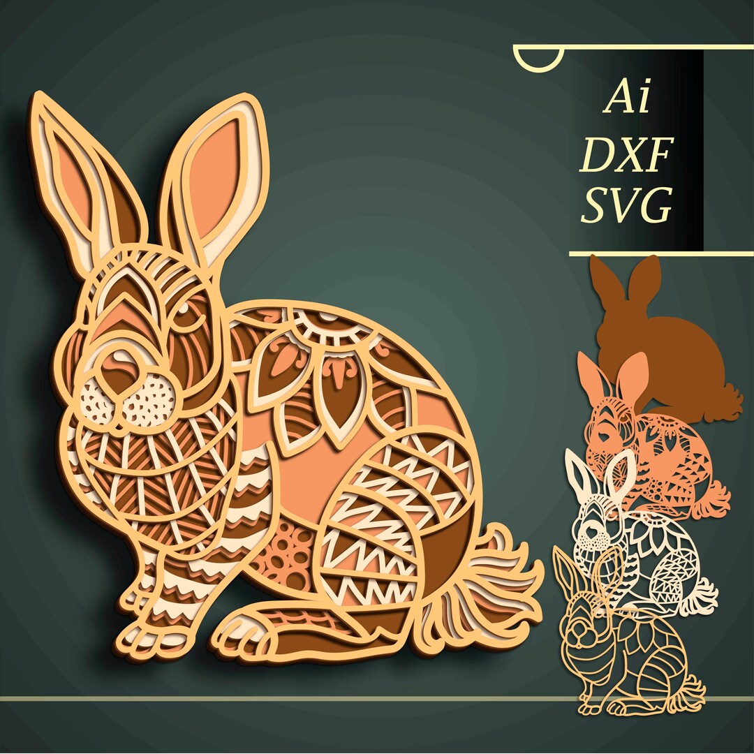 Bunny Multilayer SVG/ Cnc Cut/ Bunny 3D Mandala/ Bunny Paper Cut ...