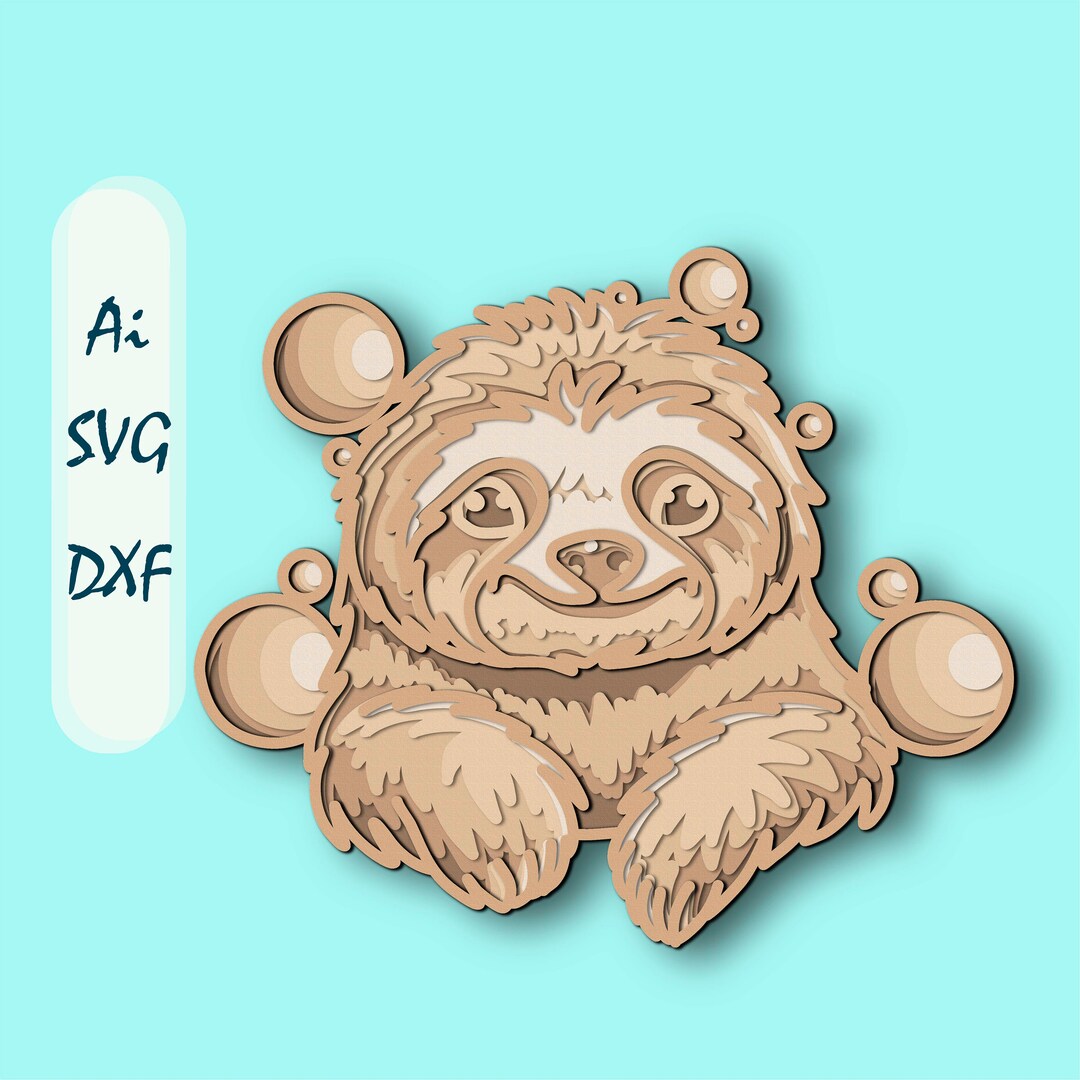 Sloth Multilayer SVG/ Sloth Shadow Box/ Sloth Paper Cut/ Plywood Cut 3D ...