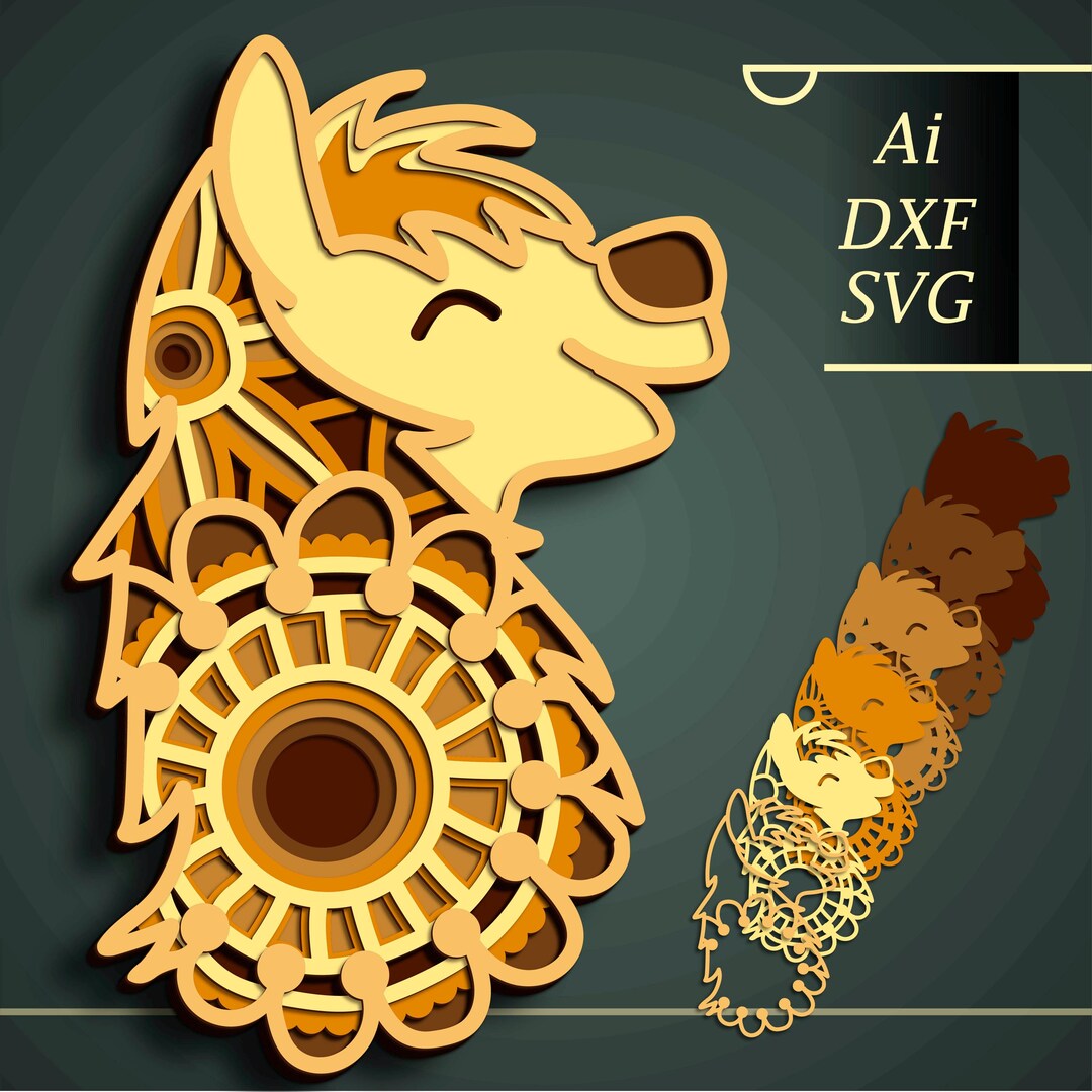 Lama Multilayer SVG/ Lama 3D Mandala/ Lamapaper Cut/ Plywood Cut 3D ...