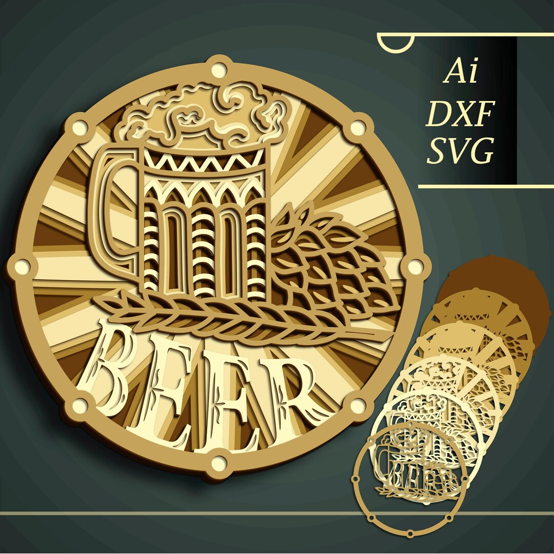 Beer Multilayer SVG/ Beer 3D Mandala/ Beer Paper Cut/ Plywood Cut 3D ...