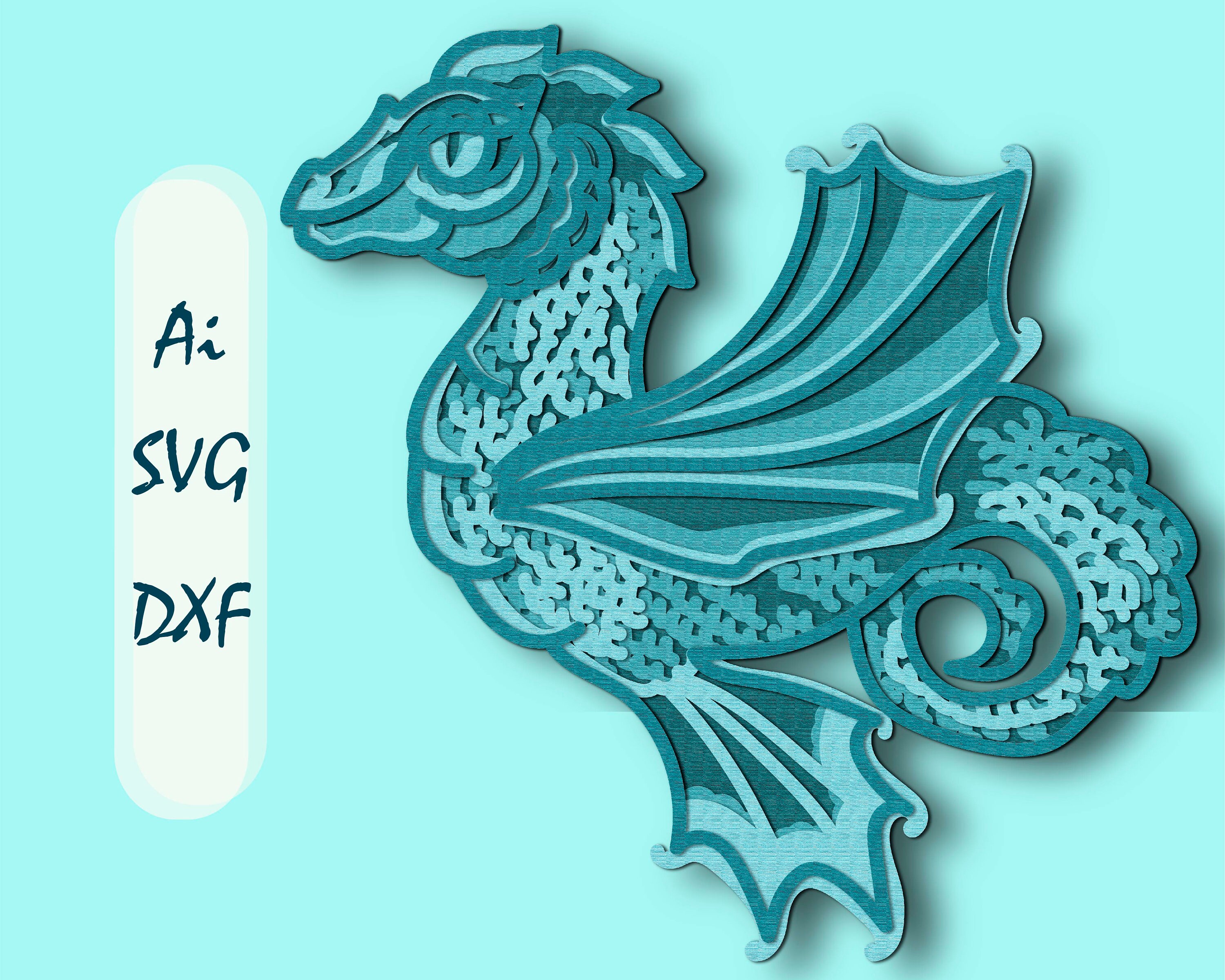 Dragon 3D Layer SVG/ Dragon 3D Mandala/ Dragon Paper Cut/ - Etsy UK