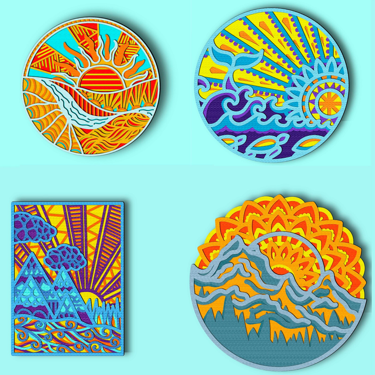 Sunset 3D Layer Svg/sunset Bundle/ Sunset 3D Mandala/ Sunset | Etsy