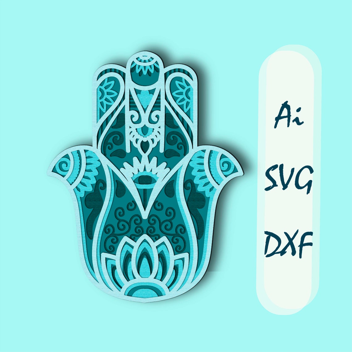 Hamsa 3D Layer SVG/ Hamsa 3D Mandala/ Hamsa Paper Cut/ Plywood - Etsy