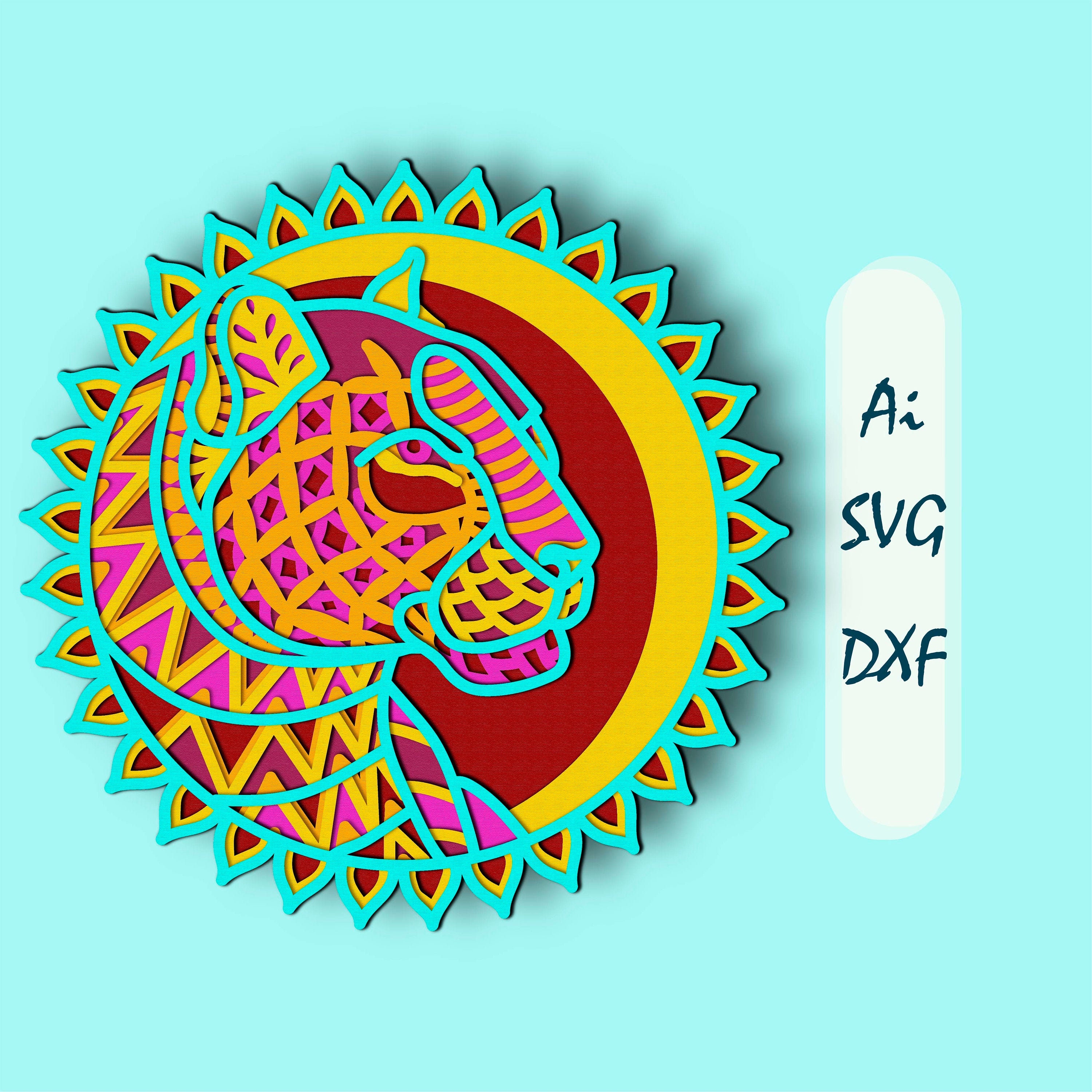 Pantera 3D Capa SVG / Pantera 3D mandala / Corte de papel | Etsy