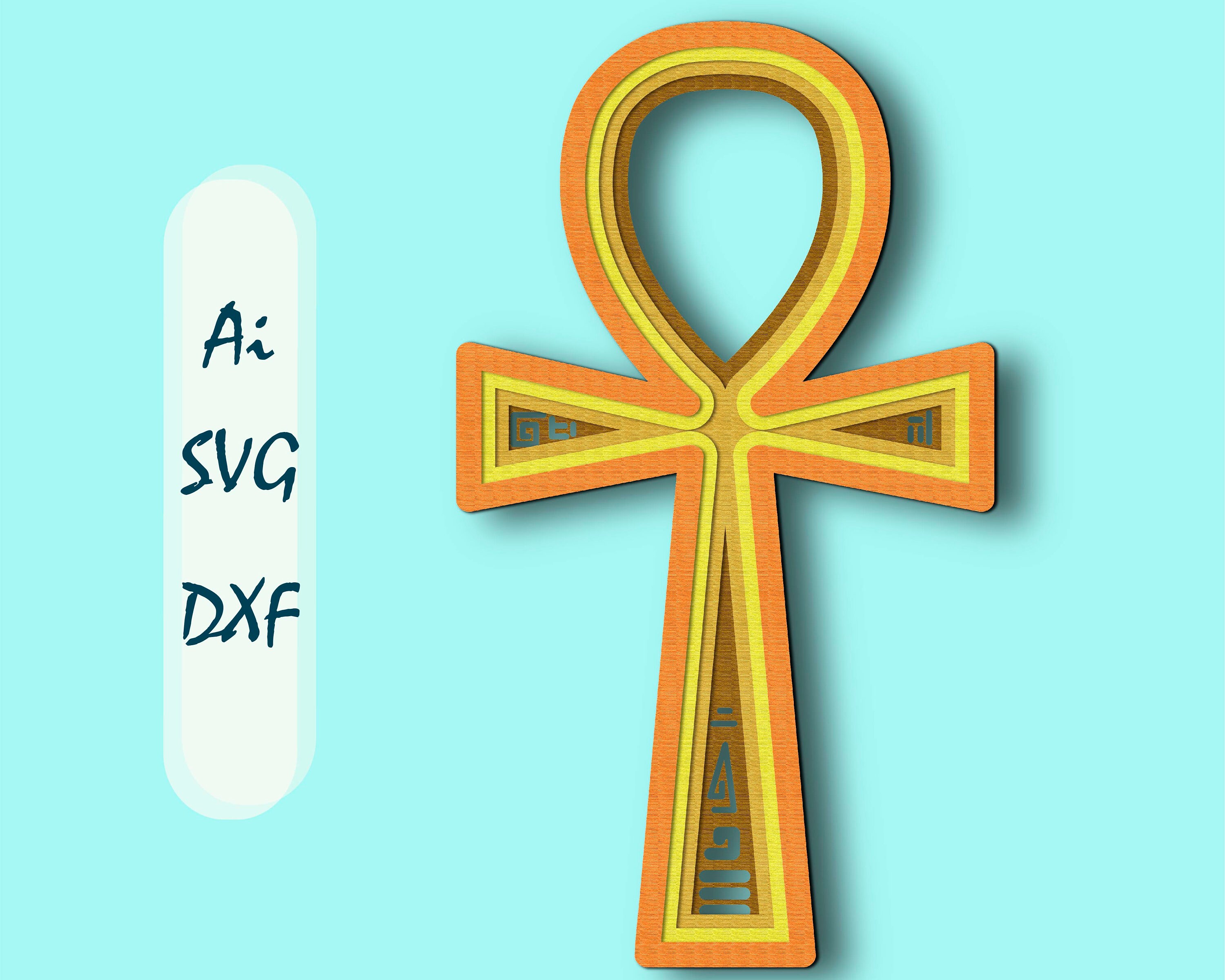 Ankh 3D Layer SVG/ Ankh 3D Mandala/ Ankh Paper Cut/ Plywood - Etsy