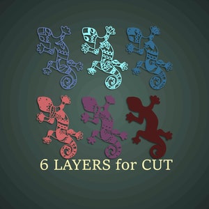Lizard Multilayer SVG/ Lizard Shadow Box/ Lizard Paper Cut/ Plywood Cut ...