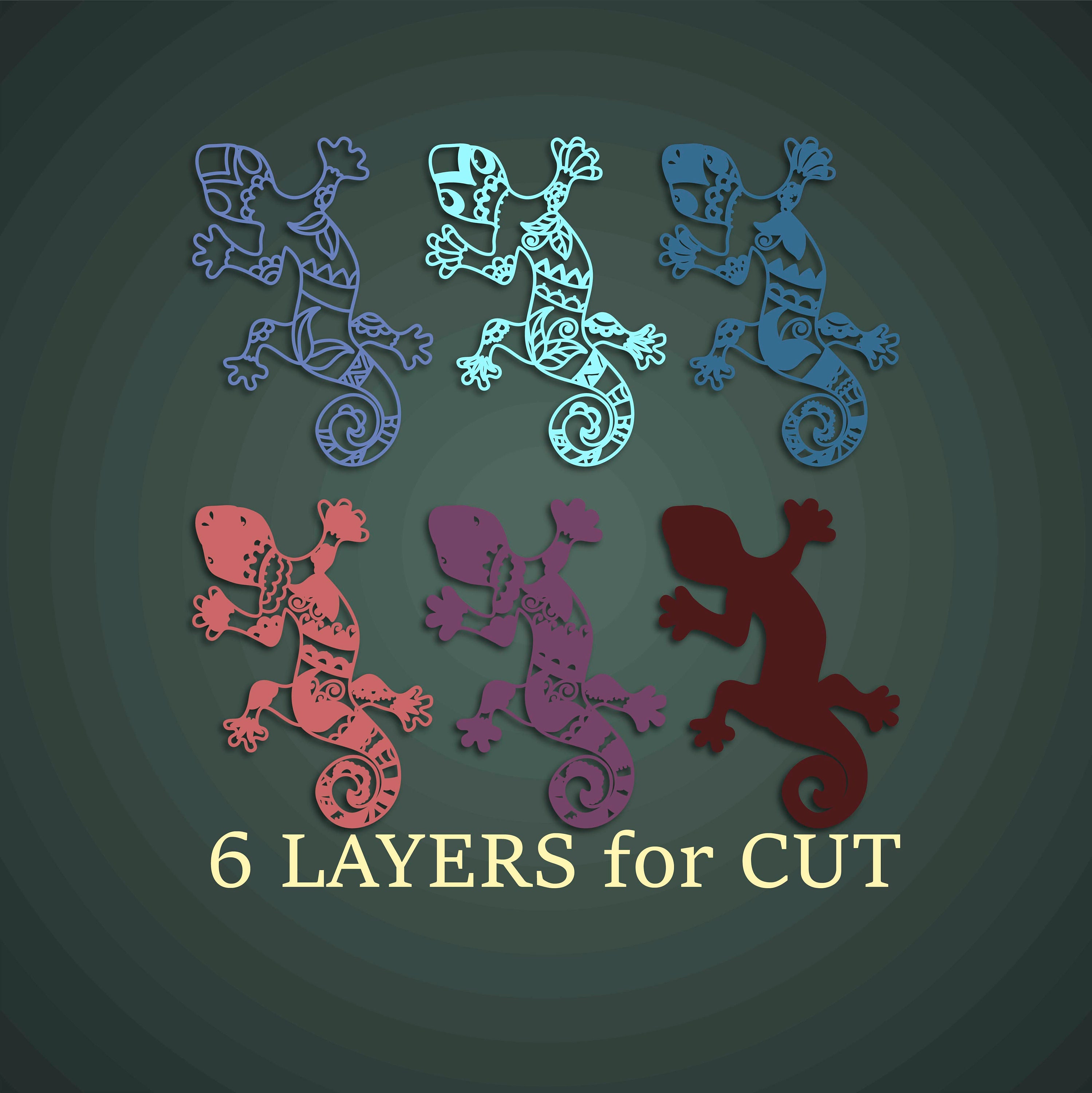 3D Lizard SVG, Multilayer Cut File Cricut&glowforge, CNC, Layered ...