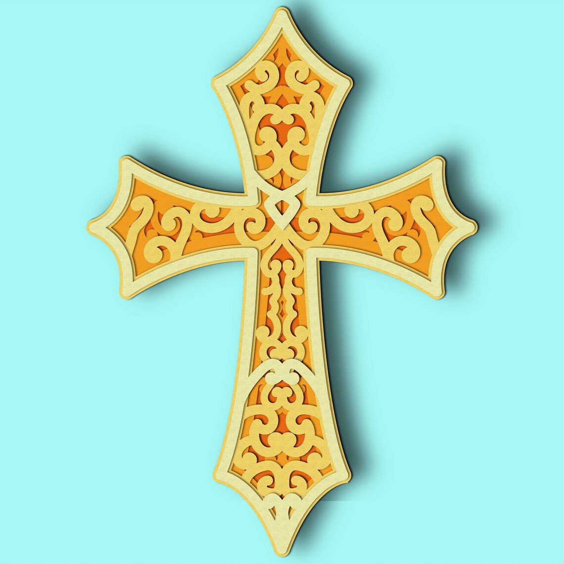 Cross Multilayer 3D SVG/ Cross 3D Mandala/ Cross Paper Cut/ | Etsy