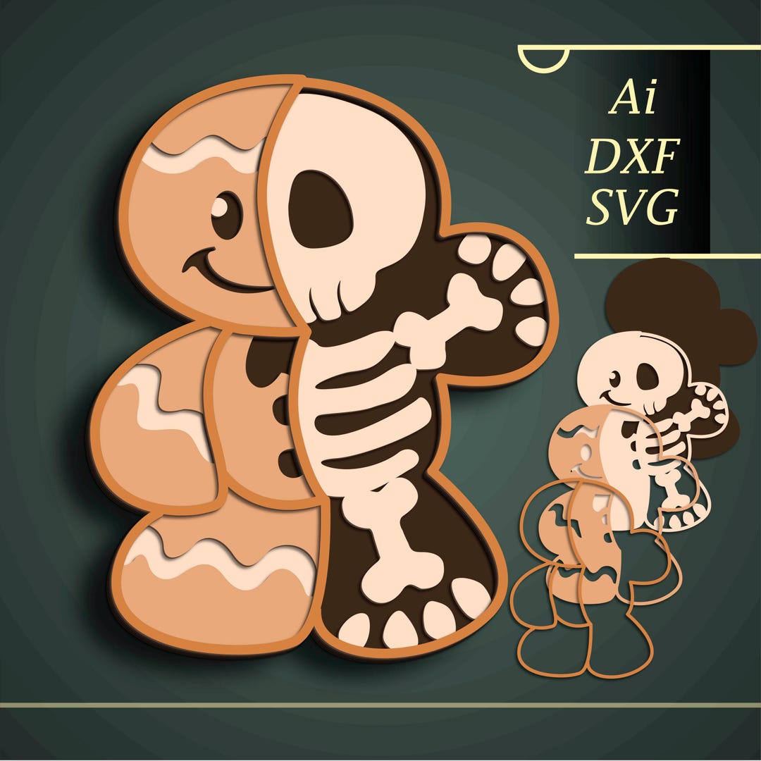 Skeleton Multilayer Svg/skeleton Cnc Cut/skeleton Paper Cut/plywood Cut ...
