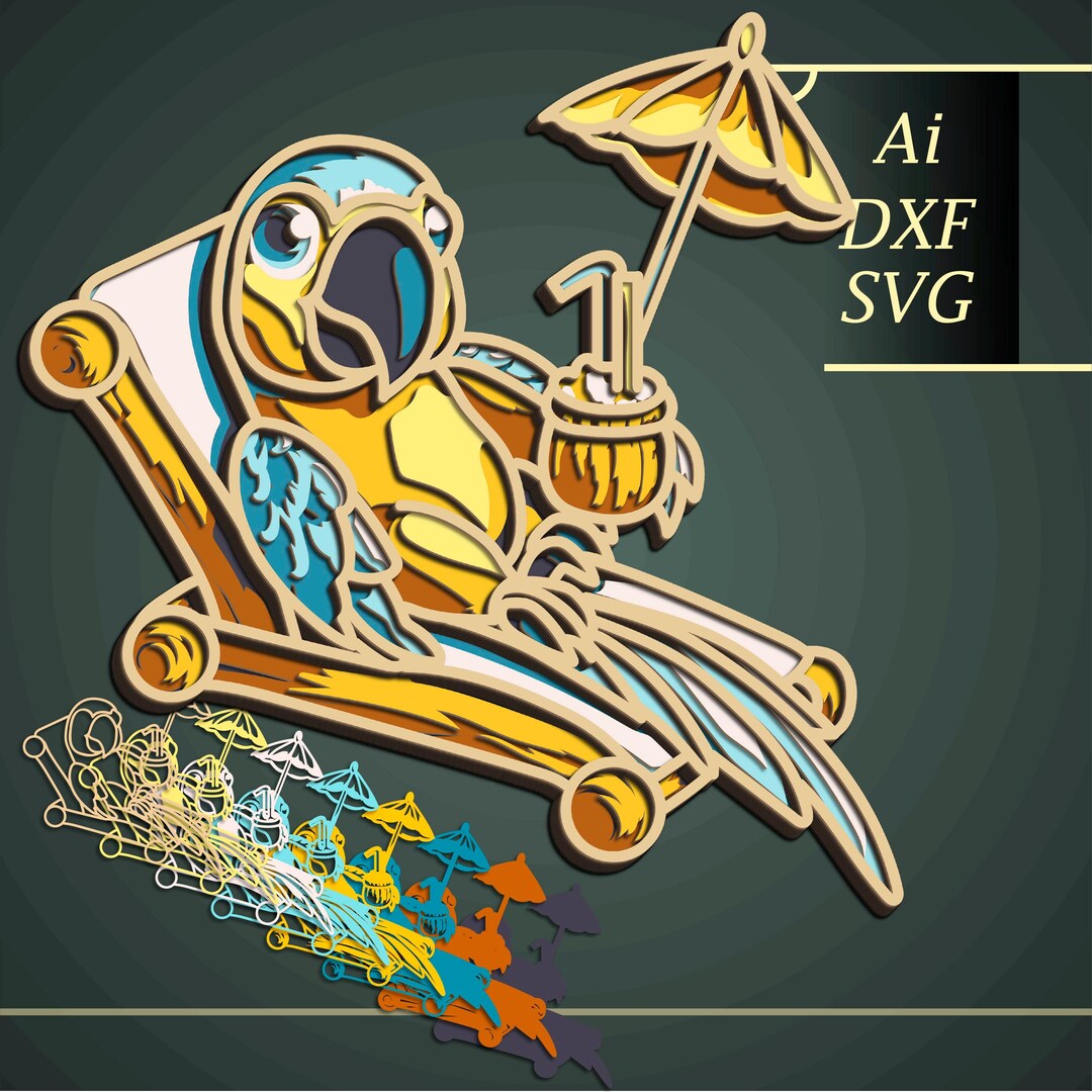 3D Parrot Layered SVG: CNC Laser Cut File, Wall Decor - Etsy