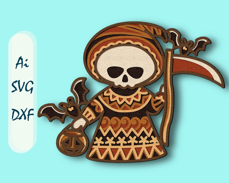 Death 3D Layer SVG/ Death 3D mandala/ Death paper cut/ Plywood | Etsy