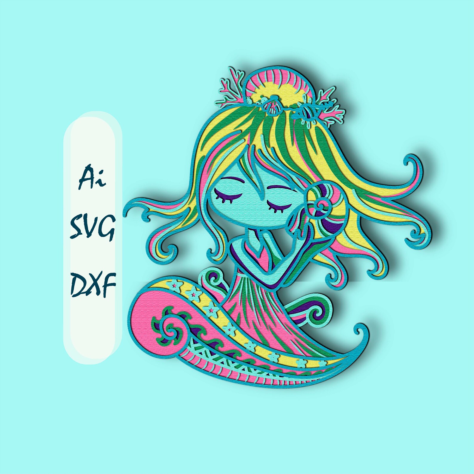 Girl SVG 3D layer/ Girl 3D mandala/ Girl paper cut/ Plywood | Etsy