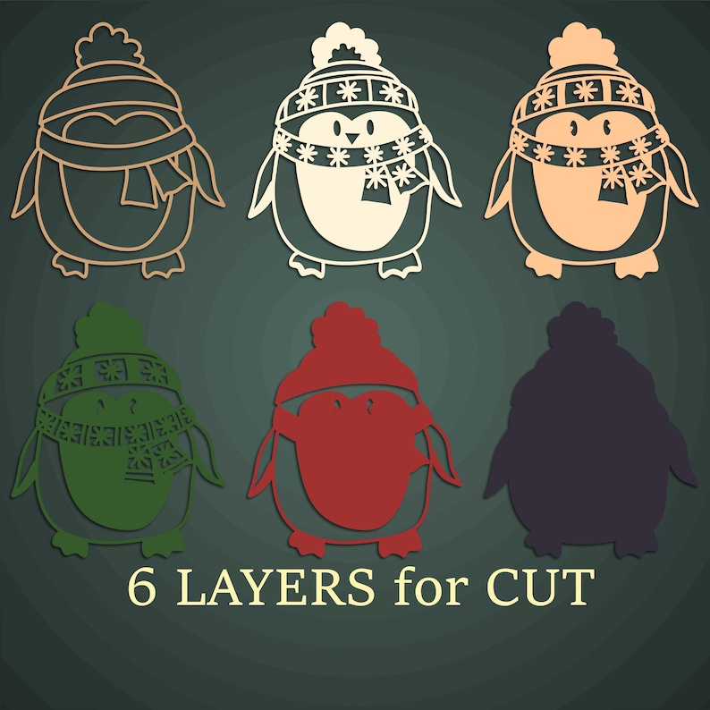 3D Penguin SVG: Christmas Decor, Multilayer Cut File Cricut&glowforge ...