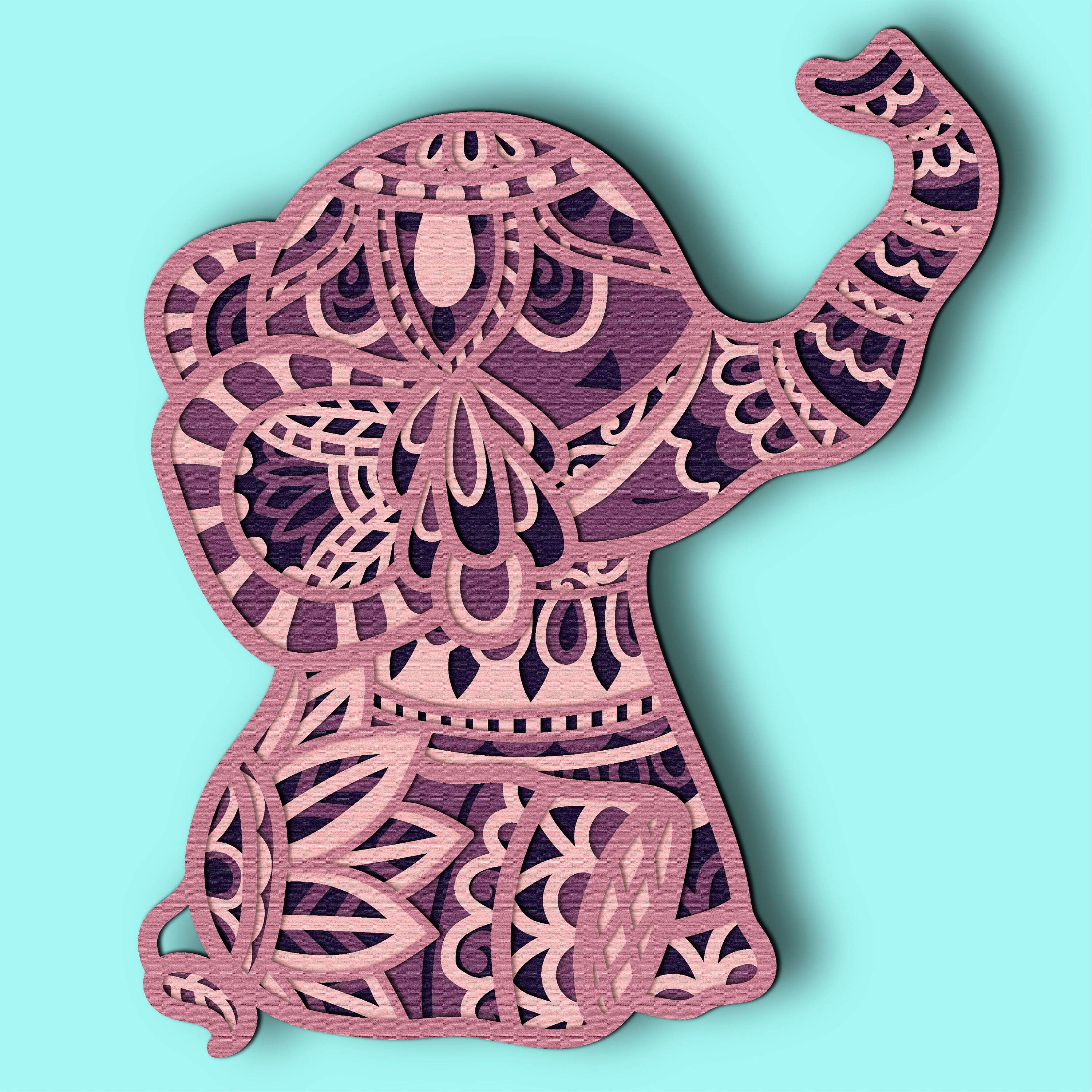 Elephant 3D Layer SVG/ Elephant 3D Mandala/ Elephant Paper | Etsy