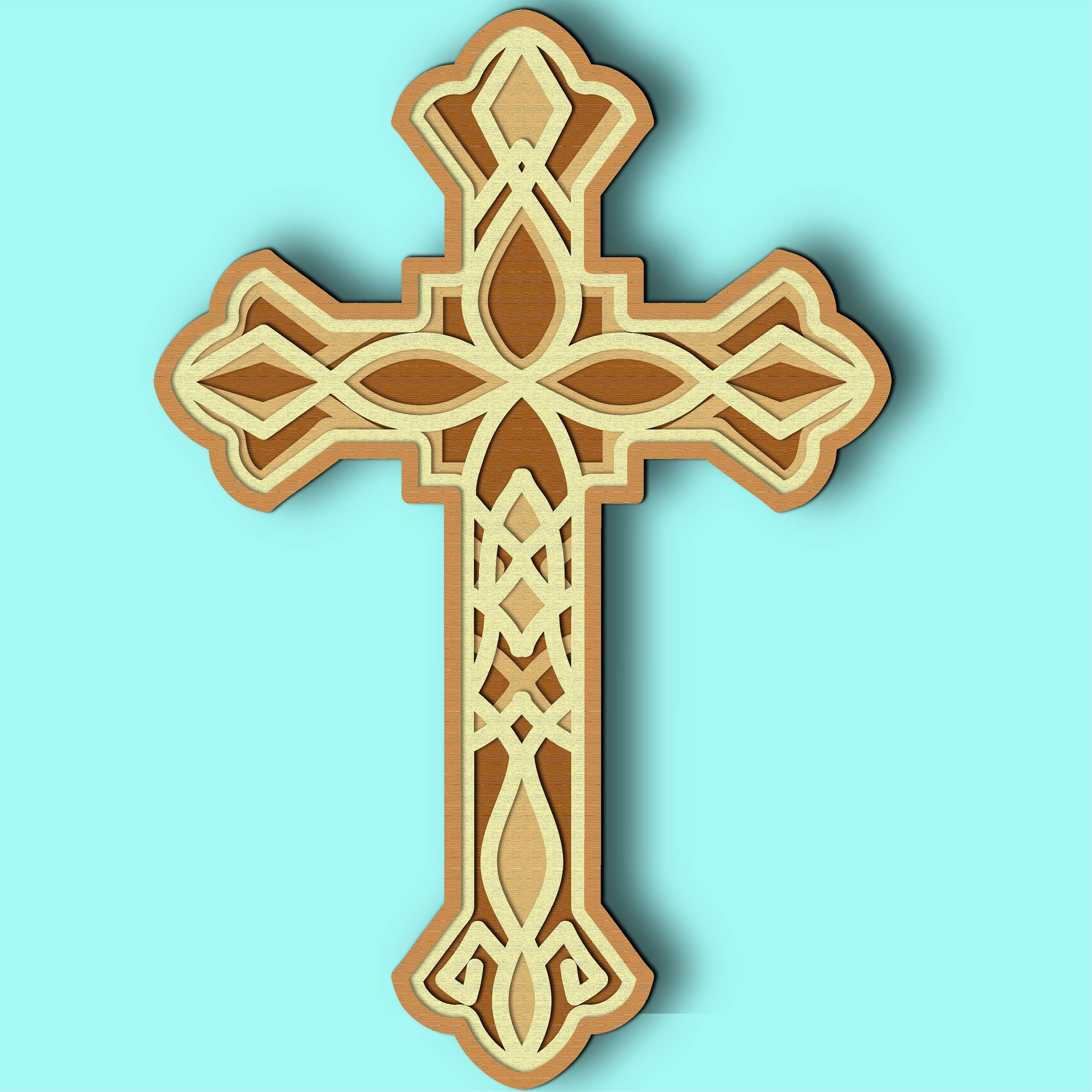 Cross Multilayer 3D SVG/ Cross 3D Mandala/ Cross Paper Cut/ | Etsy