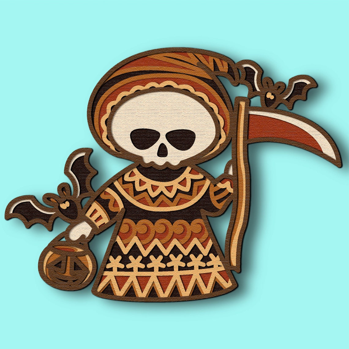 Death 3D Layer SVG/ Death 3D Mandala/ Death Paper Cut/ Plywood - Etsy