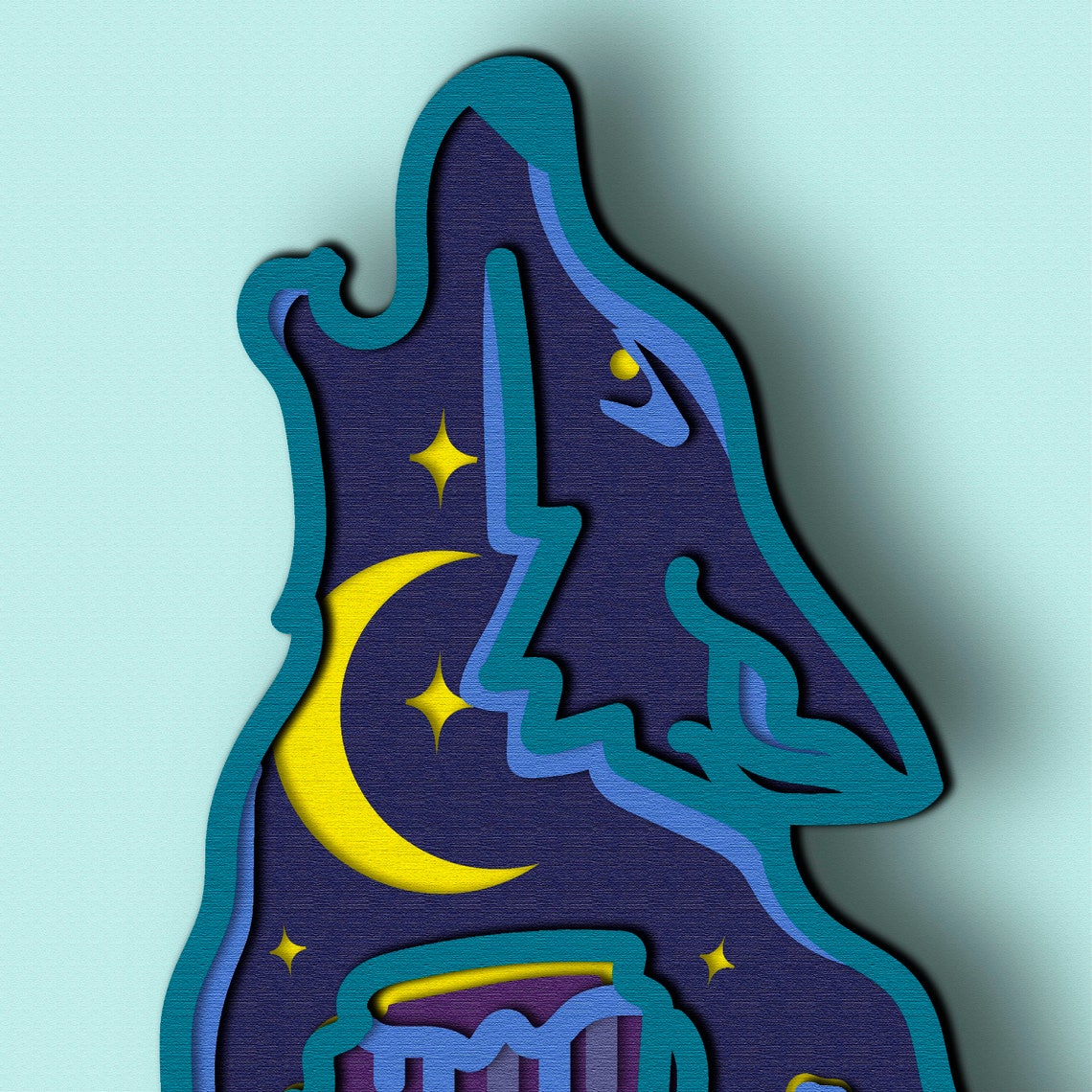 Wolf 3D Layer SVG/ Wolf 3D Mandala/ Wolf Paper Cut/ Plywood - Etsy