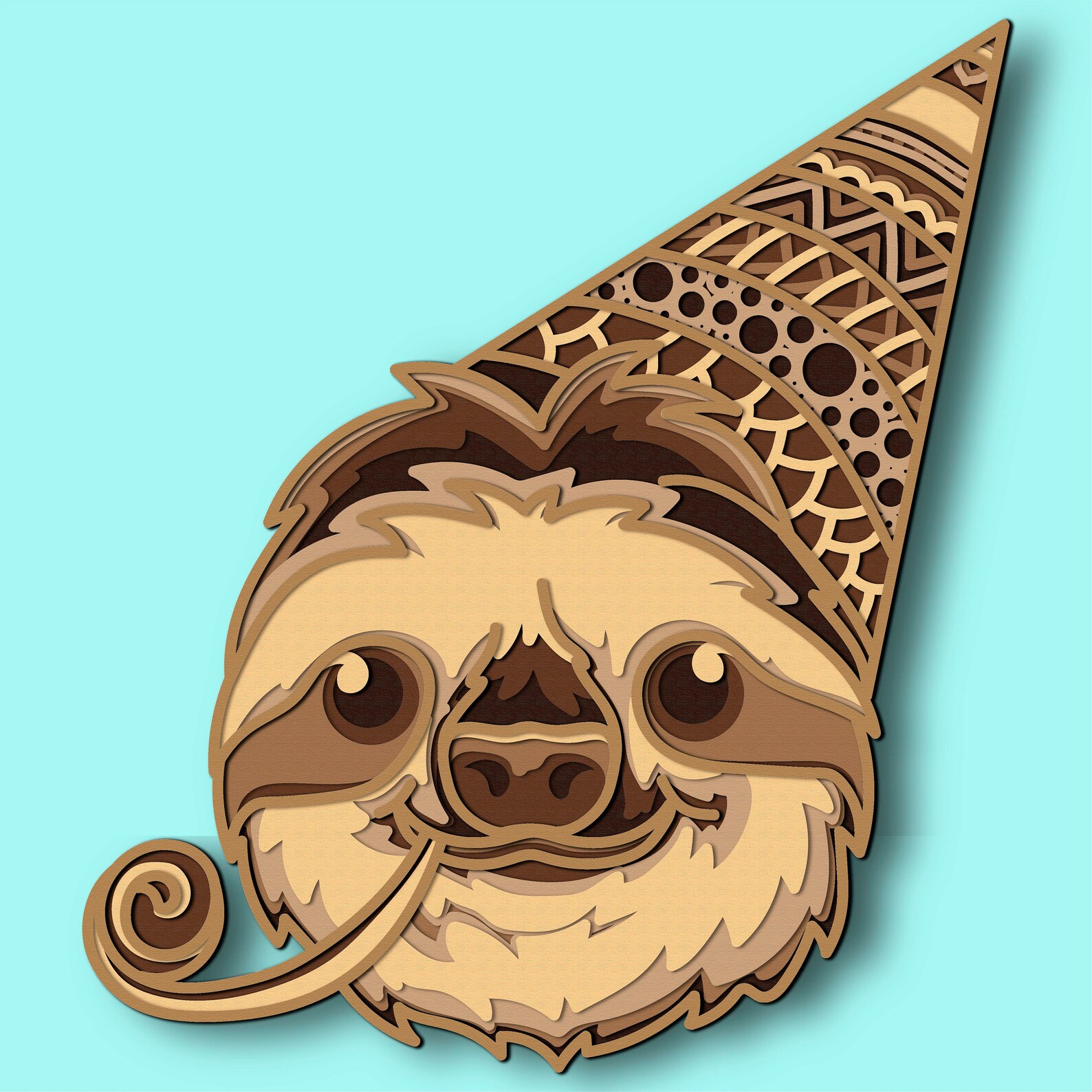 Sloth multilayer 3D SVG/ sloth 3D mandala/ sloth paper cut/ | Etsy