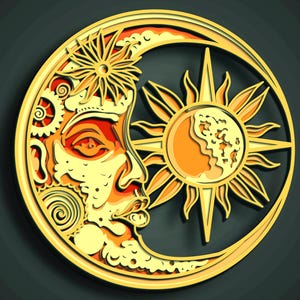 Sun and Moon Multilayer SVG/ Sun Moon Cnc Cut/ Sun Paper Cut/ Plywood ...