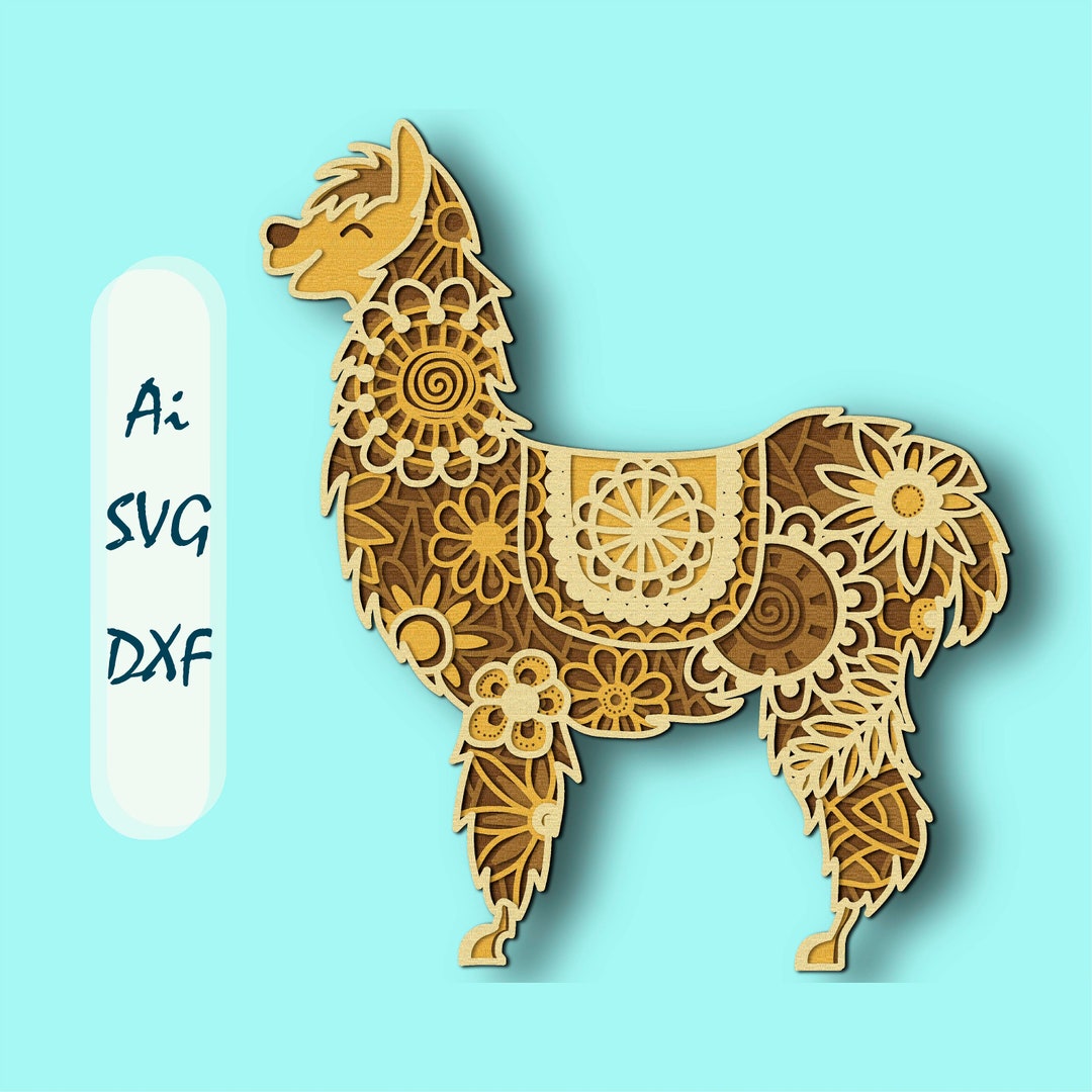 Lama 3D Layer SVG/ Lama 3D Mandala/ Lamapaper Cut/ Plywood Cut 3D ...