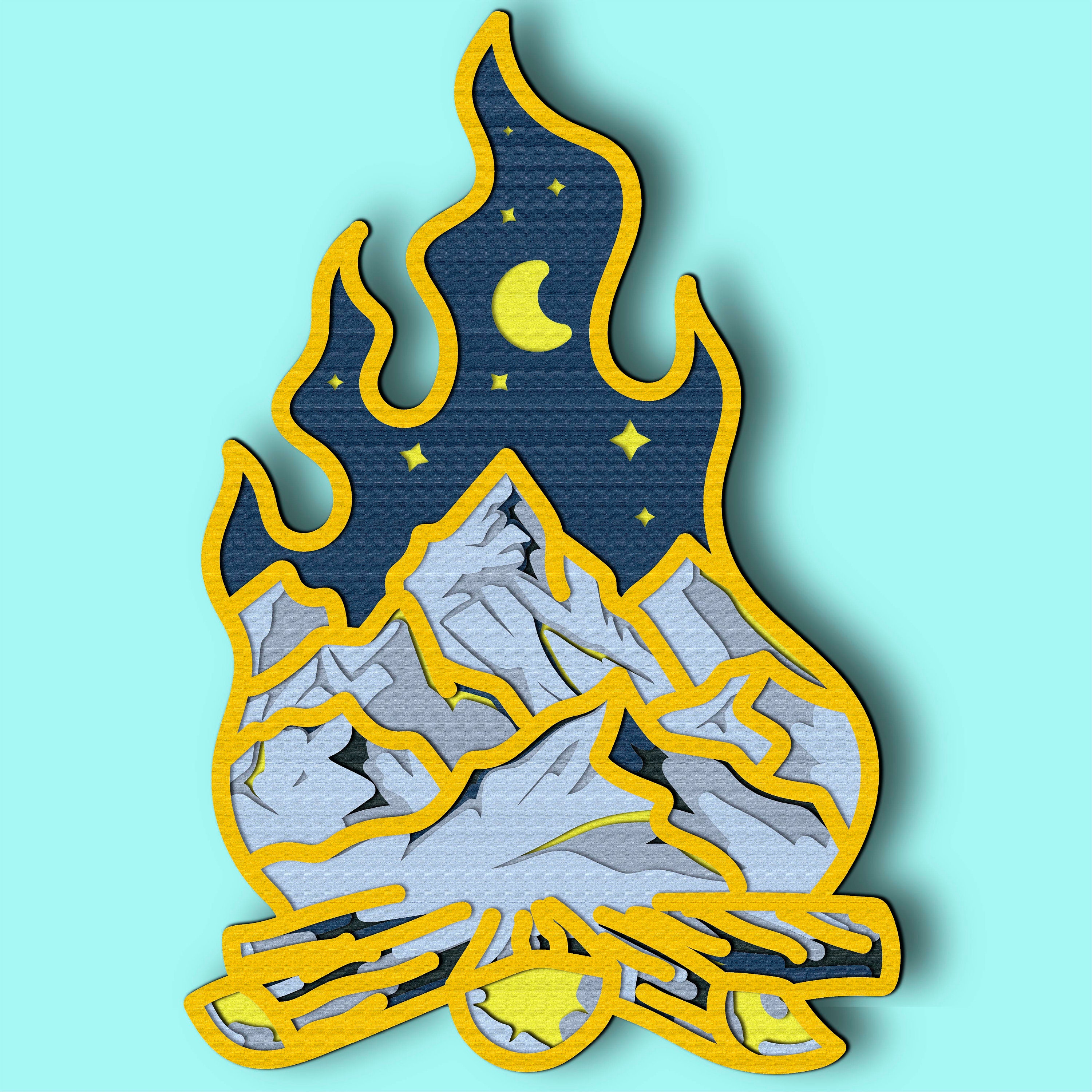 Fire Multilayer 3D SVG/ Fire 3D Cut/ Fire Paper Cut/ Plywood - Etsy