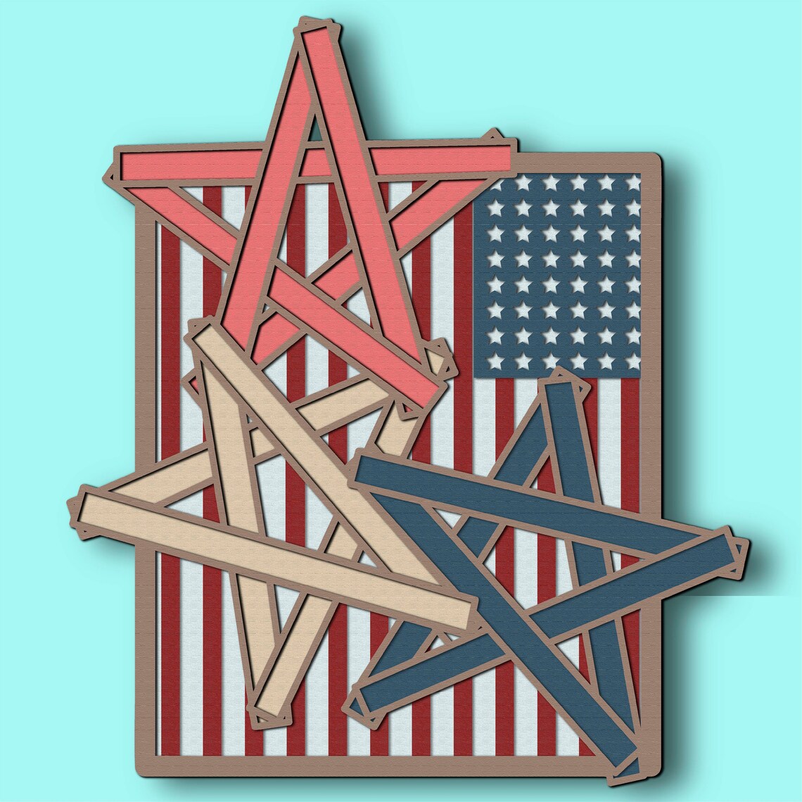 Independence Day Multilayer 3D Svg/independence Day 3D - Etsy