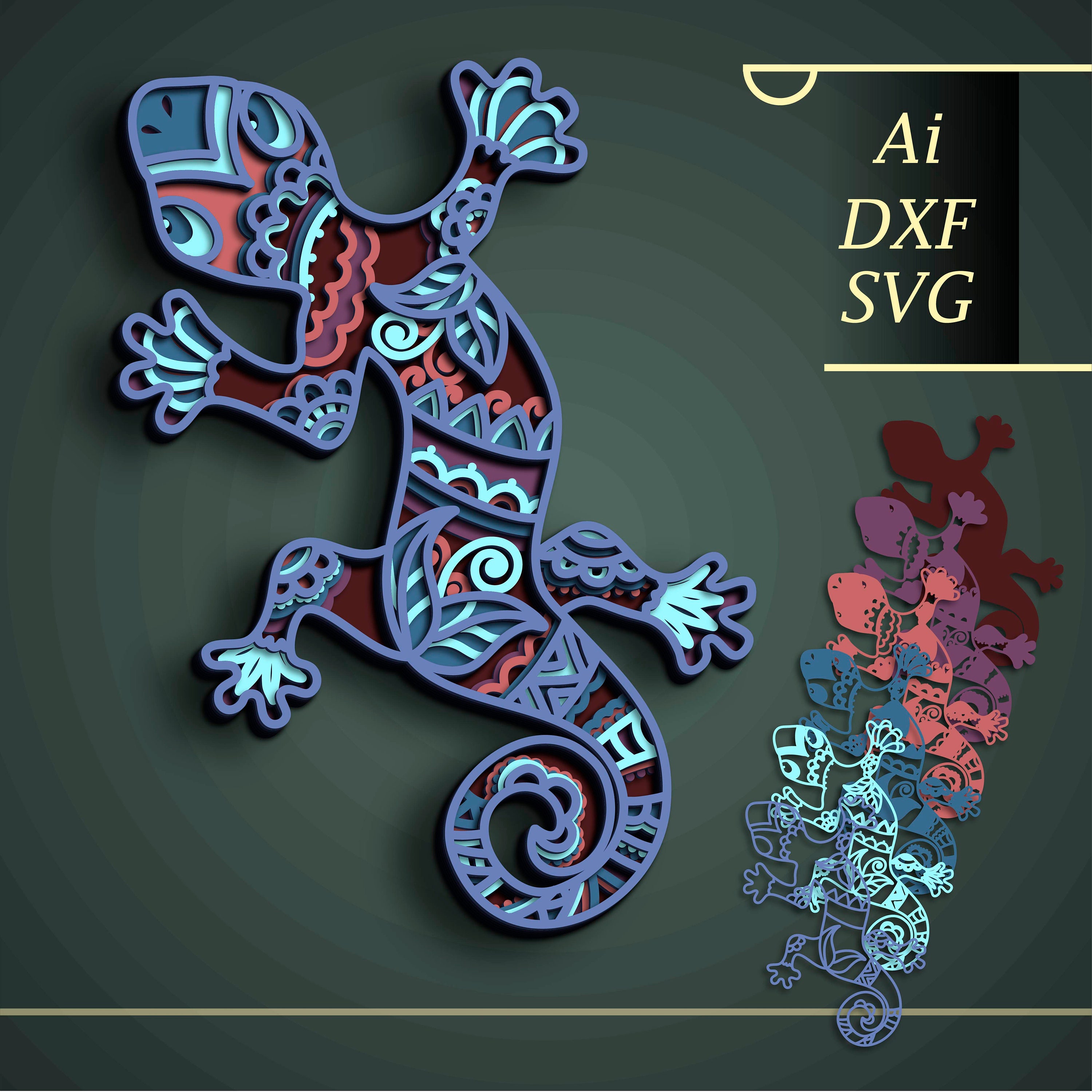 3D Lizard SVG, Multilayer Cut File Cricut&glowforge, CNC, Layered ...