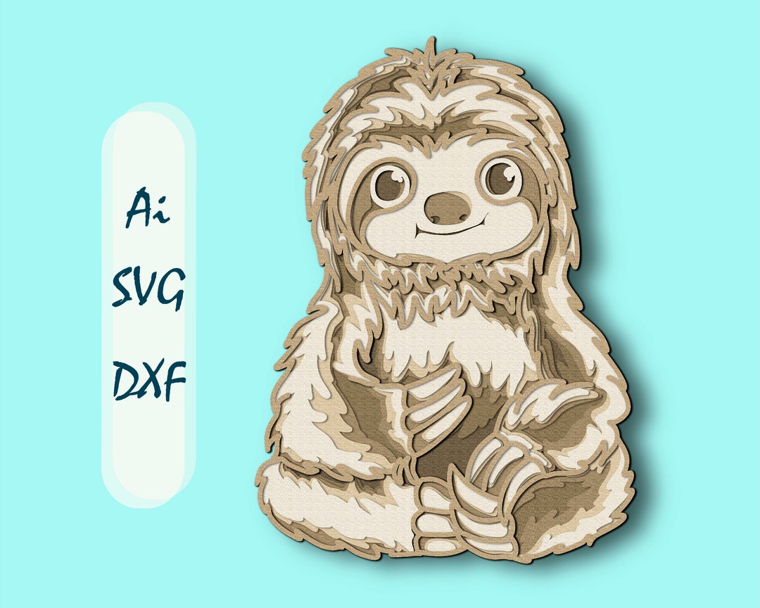 Sloth Multilayer 3D SVG/ Sloth Cnc Cut/ Sloth Paper Cut/ Plywood Cut 3D ...