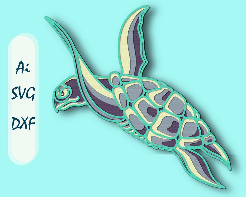 Turtle 3D Layer SVG/ Turtle 3D Cricut/ Turtle Paper Cut/ - Etsy