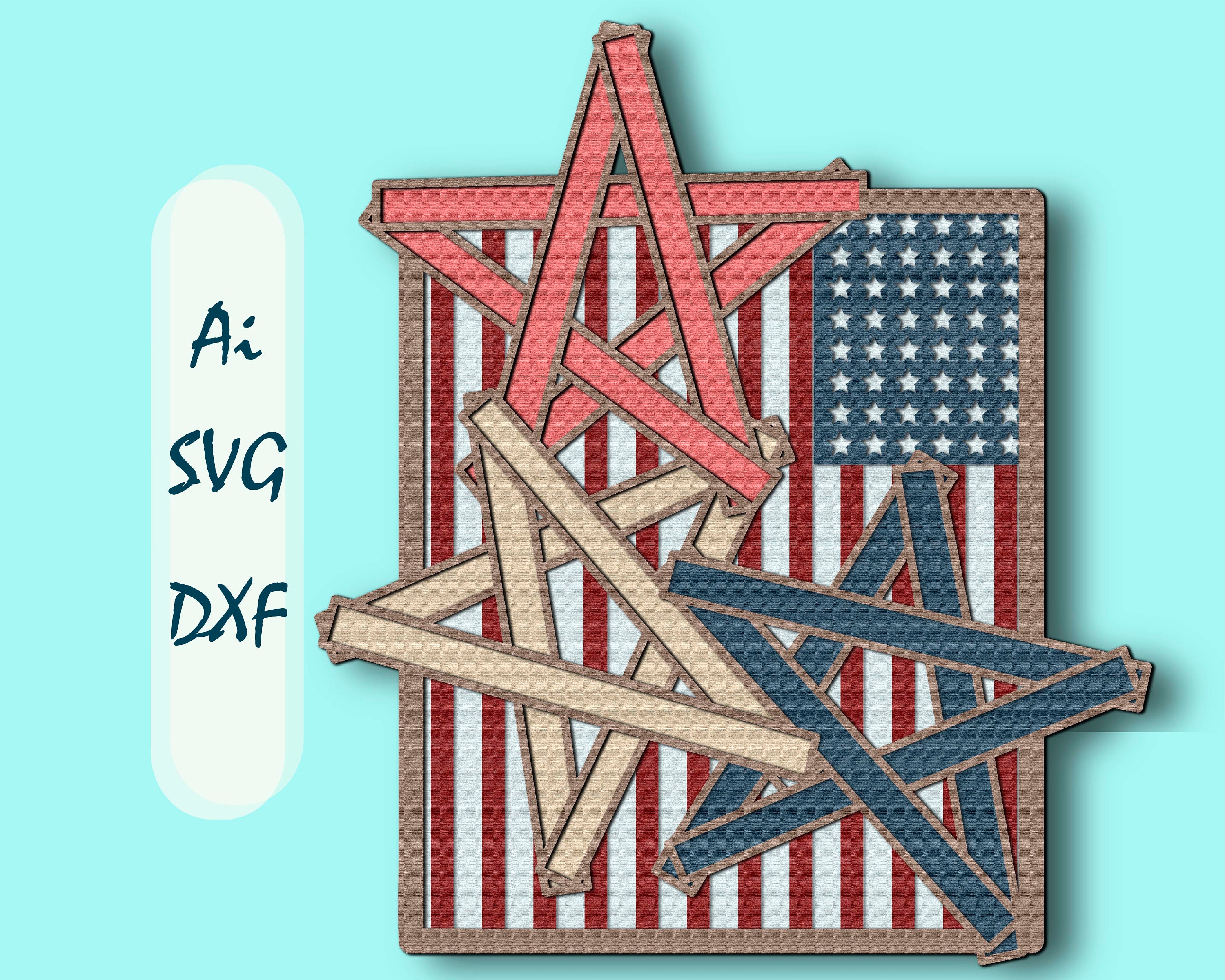 Independence Day Multilayer 3D Svg/independence Day 3D - Etsy