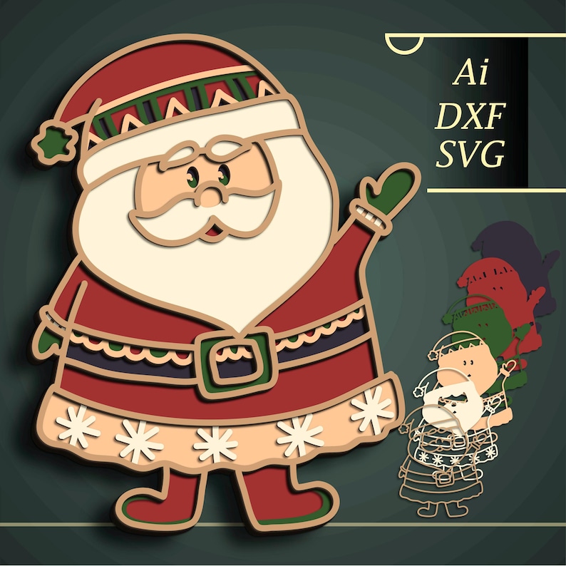 3D Santa SVG: Christmas Decoration Multilayer Cut File Cricut&glowforge ...