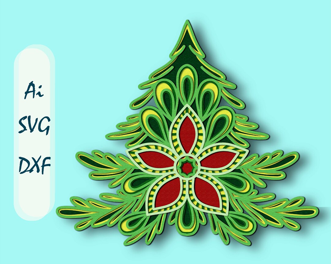 Christmas Tree Multilayer 3D Svg/merry Christmas 3D Mandala/ Christmas ...