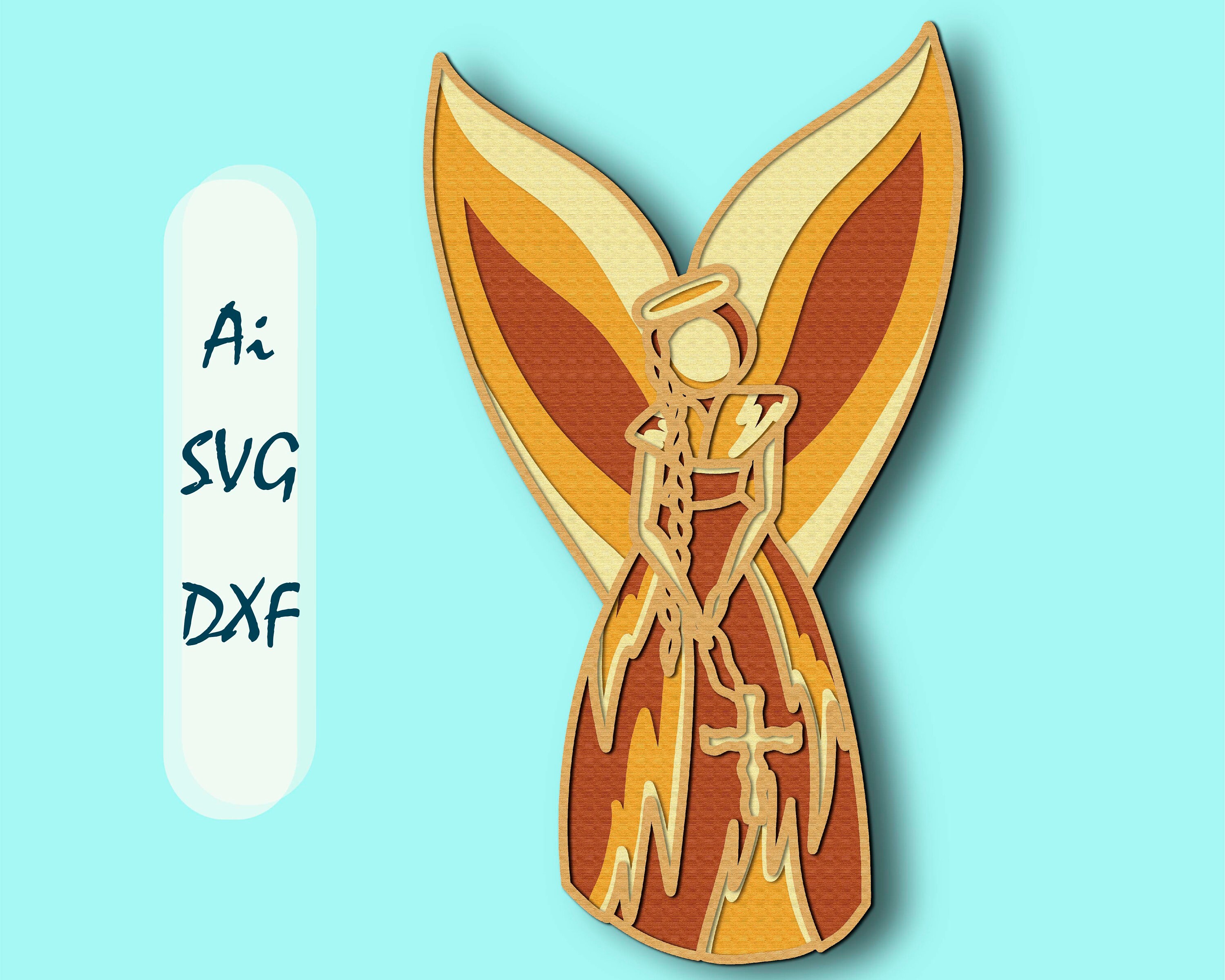 Angel DXF Angel 3D Layer SVG/ Angel 3D mandala/ Angel paper cut ...