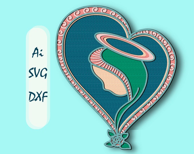 Virgen María Multicapa Svg, Virgen María 3D Capa Svg, Corte láser ...