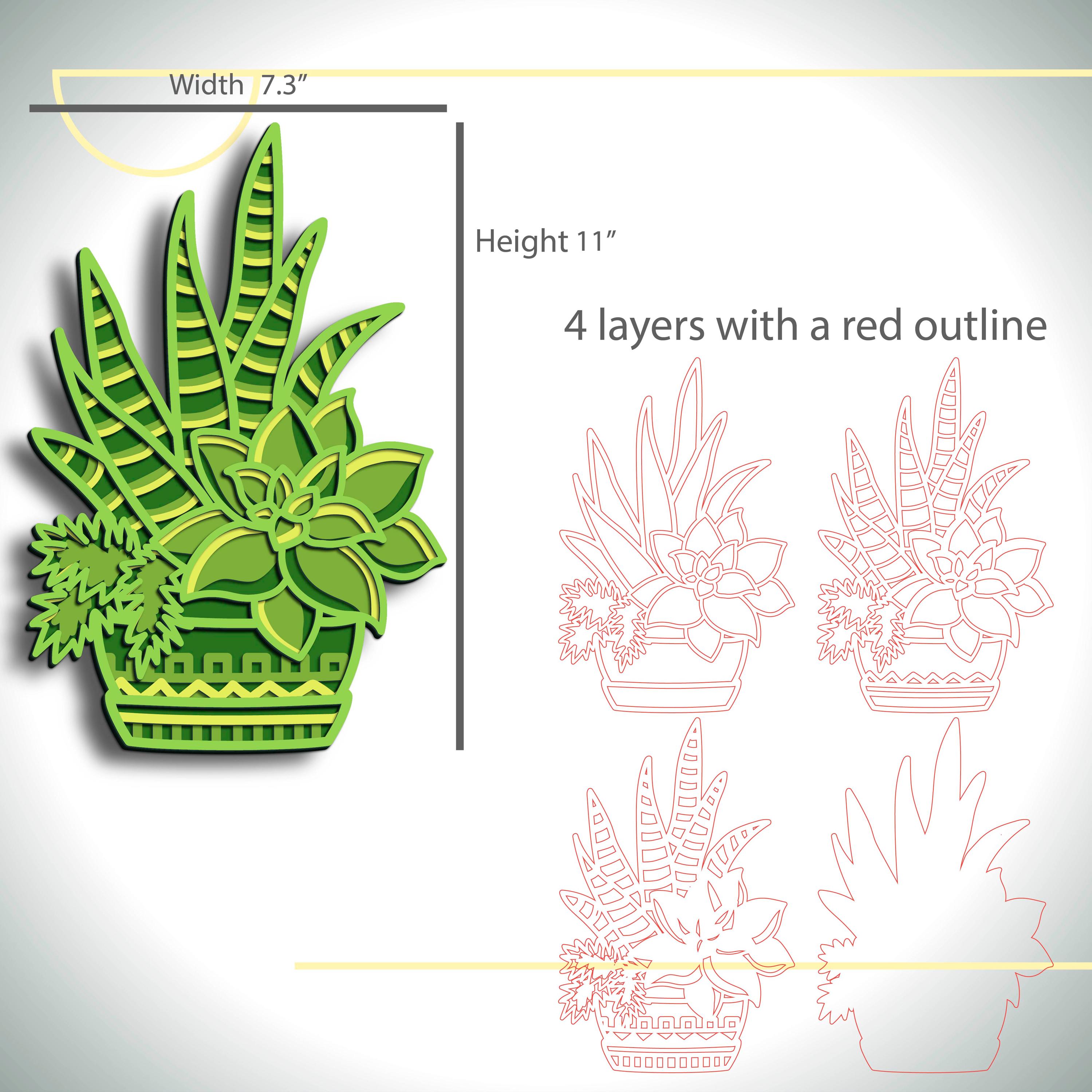 3D Succulent SVG/ Multilayer Cut File, Cricut&glowforge, Shadow Box ...