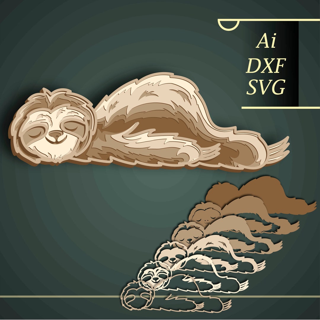 Sloth Multilayer SVG/ Sloth 3D Mandala/ Sloth Paper Cut/ Plywood Cut 3D ...