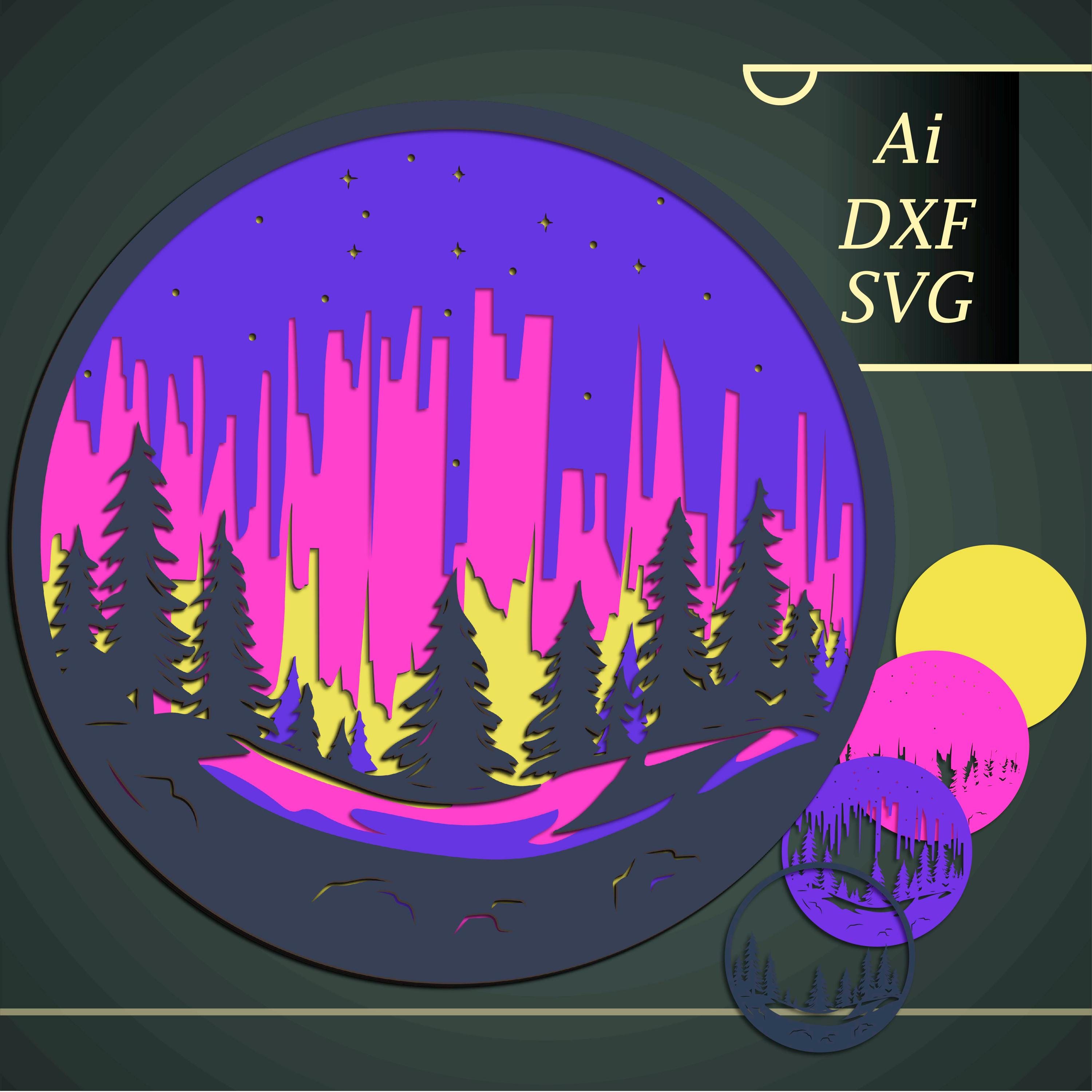 3D Northern Lights SVG: Multilayer Cut File, Cricut&glowforge, CNC ...