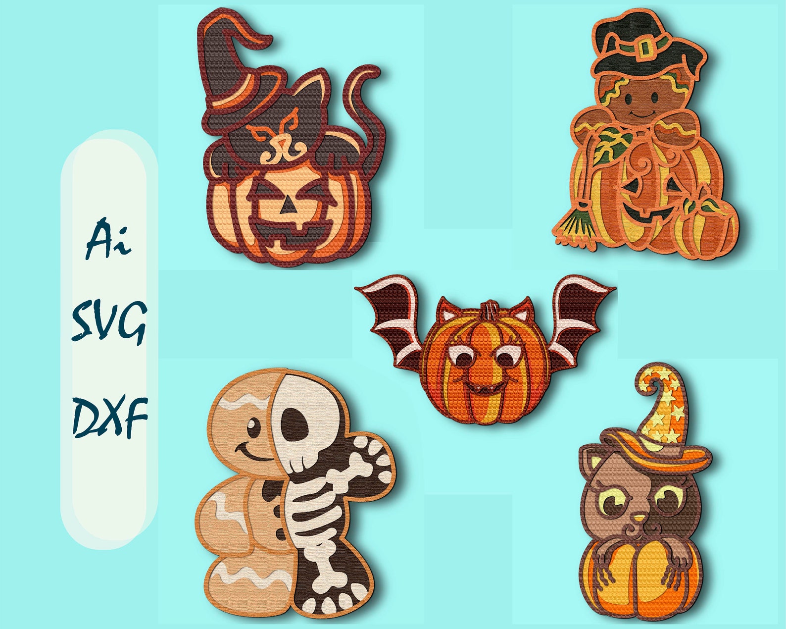 Halloween Bundle 3D Layer SVG/ Halloween Bundle 3D Mandala/ | Etsy