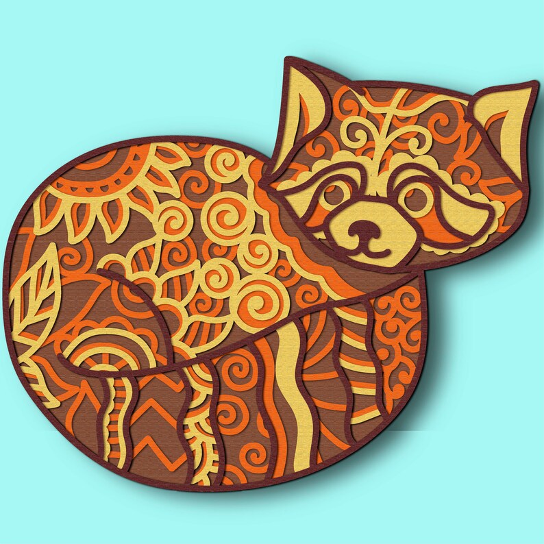 Red Panda 3D Layer Svg/red Panda 3D Mandala/panda Paper - Etsy