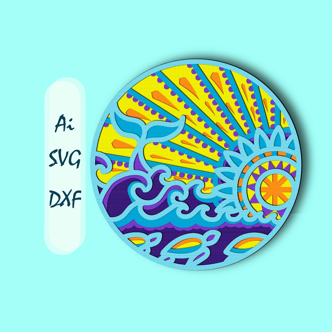 Sea mandala 3D Layer SVG/ Sea mandala 3D mandala/ Sea paper | Etsy