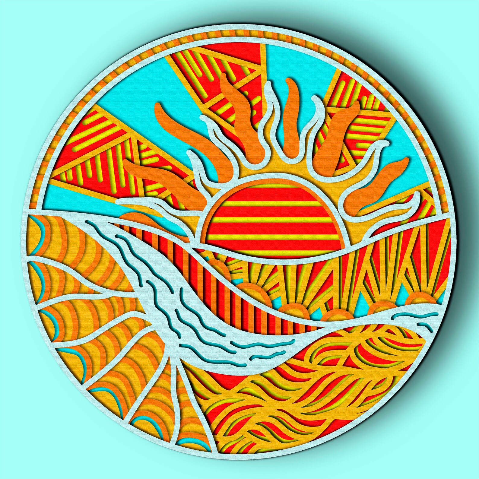 Sunset 3D Layer Svg/sunset Bundle/ Sunset 3D Mandala/ Sunset | Etsy