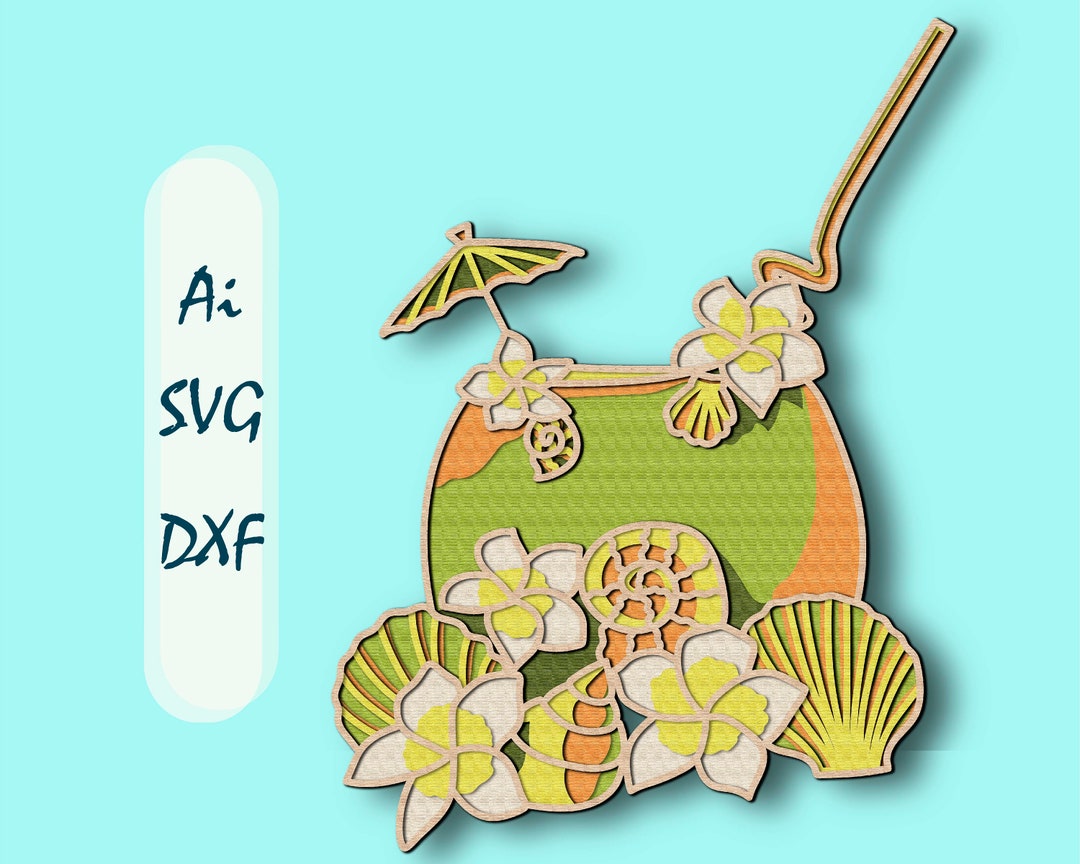 Cocktail Svg 3d Layer/ Cocktail 3D Mandala/ Cocktail Paper Cut/ Plywood ...