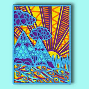 Sunset 3D Layer Svg/sunset Bundle/ Sunset 3D Mandala/ Sunset Paper Cut ...