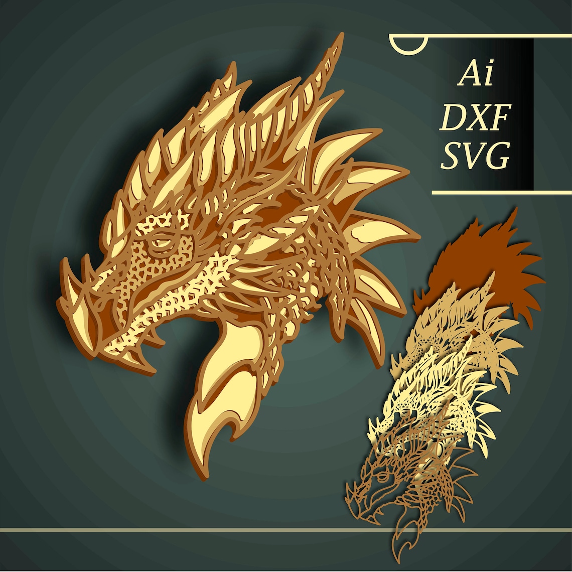 3D Dragon SVG, Multilayer Cut File, Cricut&glowforge, CNC, Layered ...