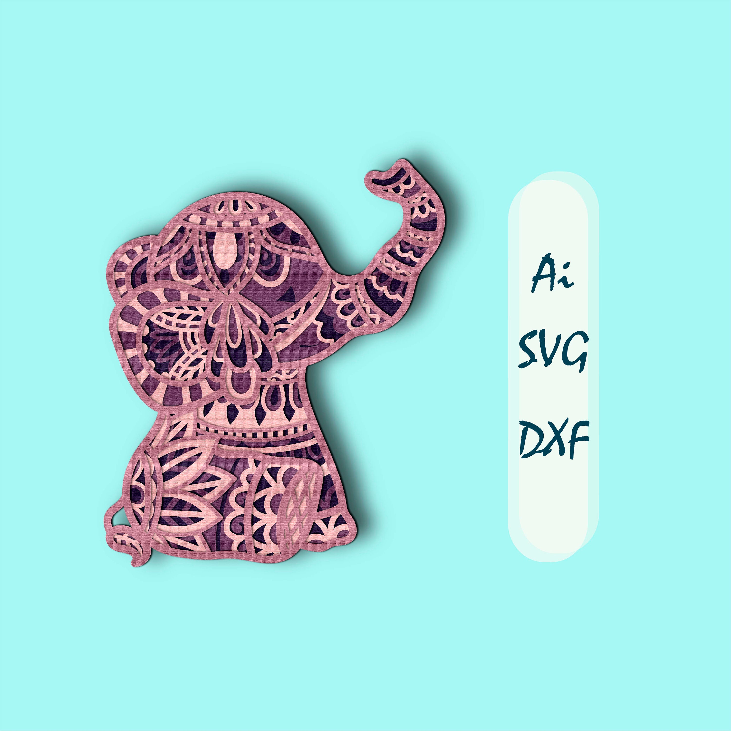 Elephant 3D Layer SVG/ Elephant 3D Mandala/ Elephant Paper | Etsy