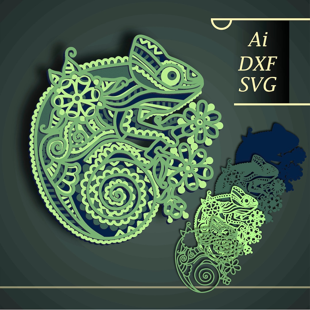 Chameleon 3D Multilayer SVG/ Chameleon 3D Mandala/ Chameleon Paper Cut ...
