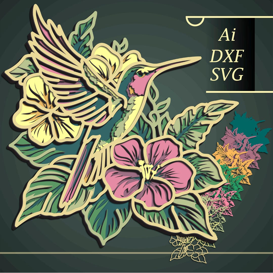 3D Hummingbird SVG: Multilayer Cut File, Cricut&glowforge, CNC, Layered ...