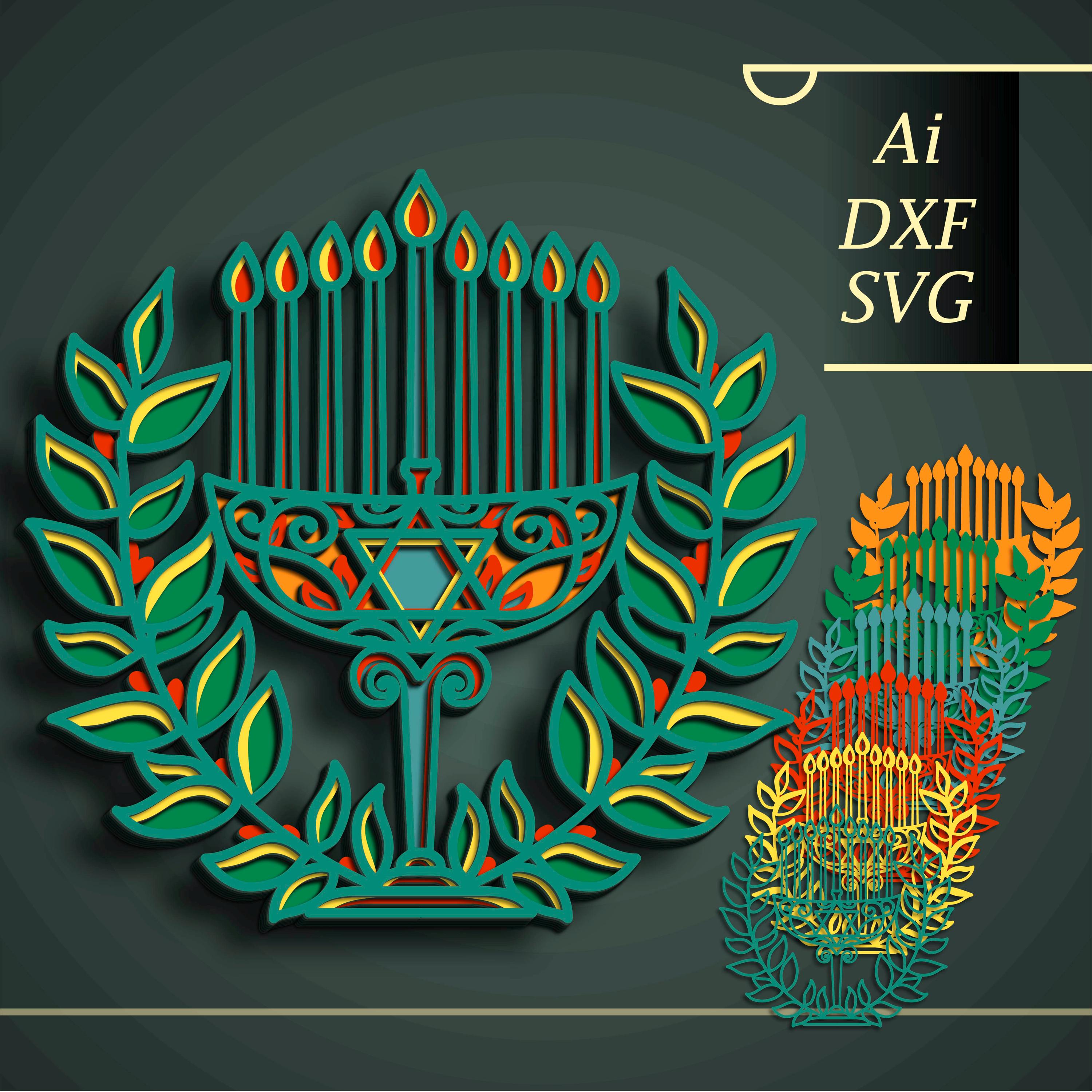 3D Hanukkah Menorah SVG, Multilayer Cut File Cricut&glowforge, Layered ...
